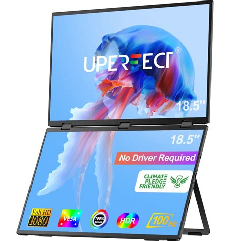 Uperfect Dual Monitor Portátil De Mesa 185 Inch 1080p 100hz 10001 300nits 100srgb Ips Dois