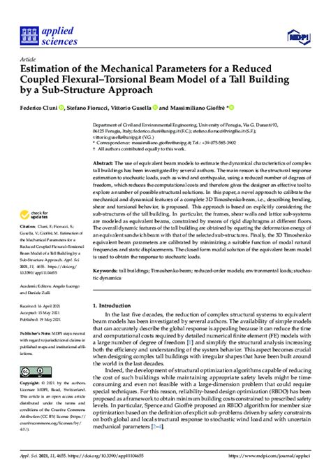 Pdf Dynamic Parameter Estimation For Tall Buildings