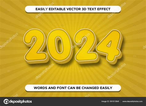 2024 Text Effect Vector Editable New Year 2024 Text Effect Stock Vector