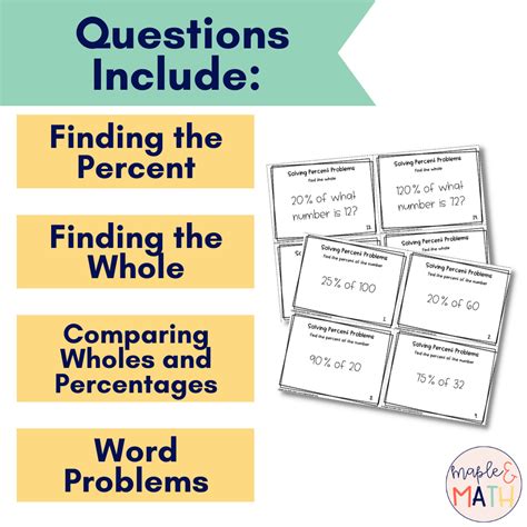 solving percent problems task cards 6th grade classful worksheets
