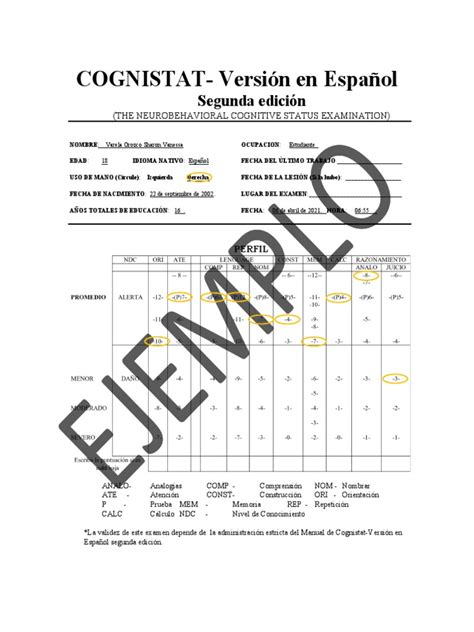 protocolo cognistat 1 pdf science biología