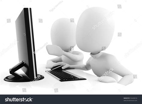 3d Man Working Computer Stock Illustration 55449616