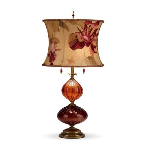 Mariola Table Lamp Kinzig Design Burgundy Salmon Blown Glass Silk