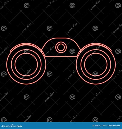 Neon Binoculars Red Color Vector Illustration Flat Style Image Stock