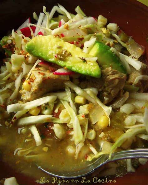 Pork Pozole In A Tomatillo Broth La Piña En La Cocina