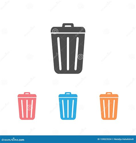 Trash Icon Set In Trendy Flat Design Stock Vector Illustration Of