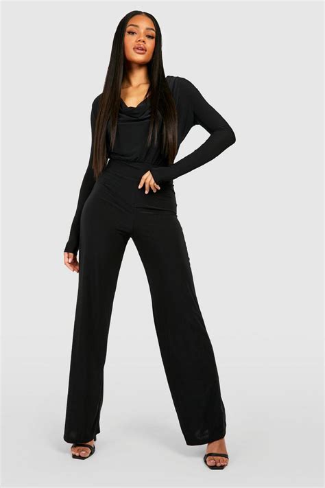 Slinky Jersey Knit Wide Leg Pants Boohoo