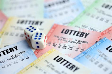 premium photo many lottery tickets and dice on blank bills with