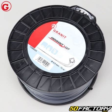 Fil de débroussailleuse Ø4 mm carré nylon Granit Endurance Cut gris