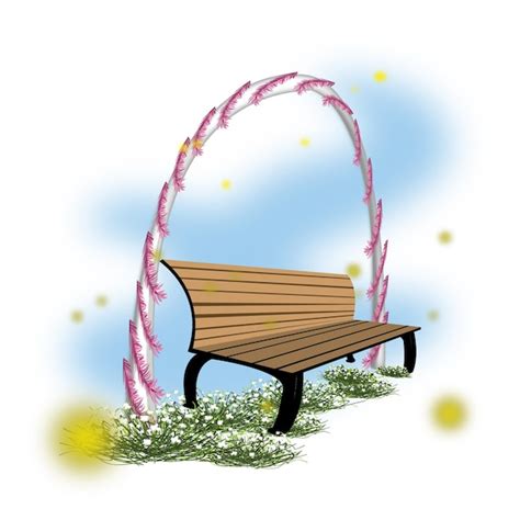 Premium Vector A Bench With Full Of White Small Flowers Underneath