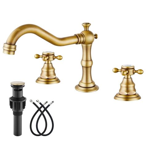 Lukvuzo 8 In Widespread Double Handle Cross Knobs Bathroom Faucet In