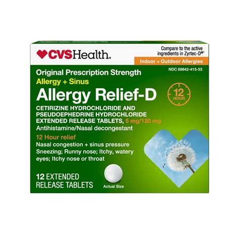 Cvs Health Cetirizine Hydrochloride And Pseudoephedrine Hydrochloride