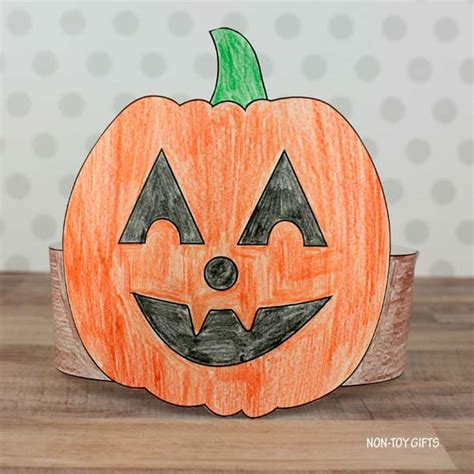 Halloween Pumpkin Paper Hats Coloring Kid Craft Non Toy Gifts