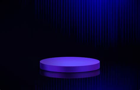 연단이 있는 빈 진한 파란색 인테리어를 조명했습니다 디자인 템플릿입니다 3d 벡터 배경 0명에 대한 스톡 벡터 아트 및 기타