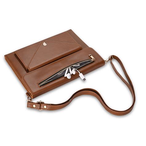 For Microsoft Surface Pro Pro Fold Zipper Leather Tablet Case Crossbody Pocket Bag