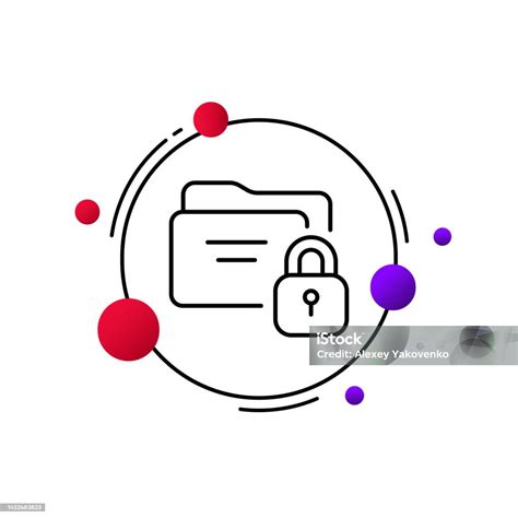 Private Folder With Lock Line Icon Protect Files Restricted Access Archive Top Secret Hacking