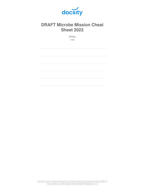 SOLUTION Docsity Draft Microbe Mission Cheat Sheet 2023 Studypool