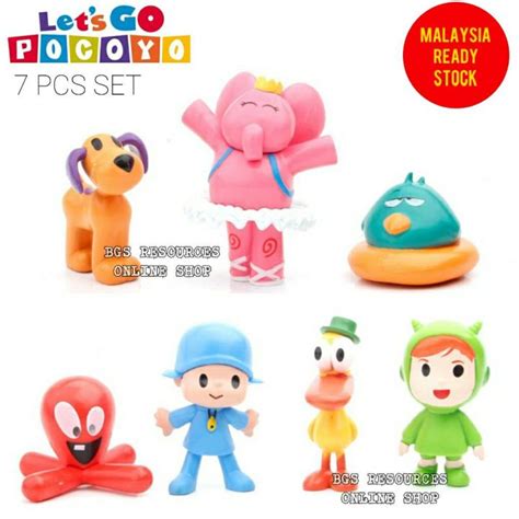 Ready Stock😍 7pcs Pocoyo Figure Pocoyo Toys Cartoon Elly Pato Loula