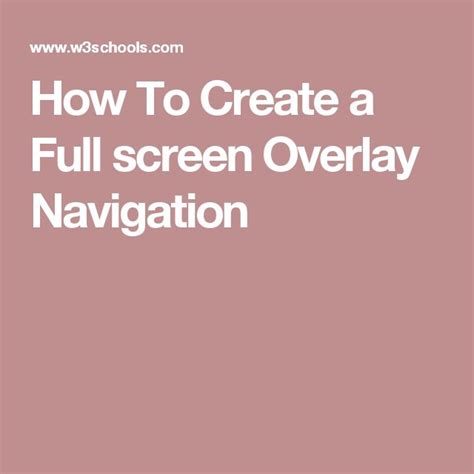 How To Create A Full Screen Overlay Navigation