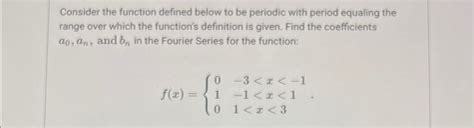 Solved Consider The Function Defined Below To Be Periodic Chegg