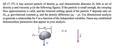 Solved Q5 7 57 A Tiny Aerosol Particle Of Density ρp And
