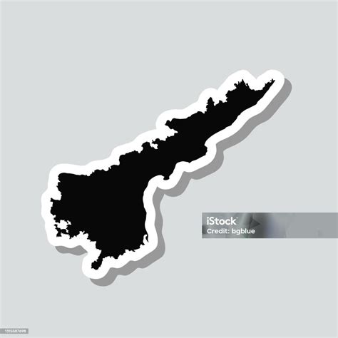 회색 배경에 안드라 프라데시지도 스티커 3차원 형태에 대한 스톡 벡터 아트 및 기타 이미지 3차원 형태 검은색 곡선