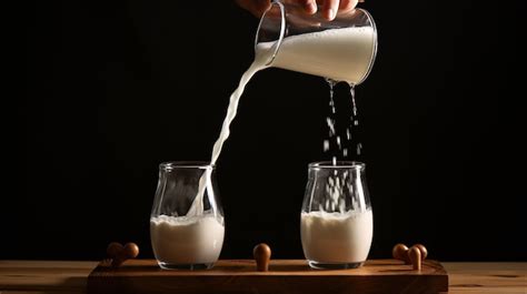 Premium Ai Image Pouring Milk Into Glass On Black Table