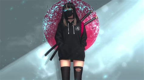 Modern Katana Masked Girl Live Wallpaper Wallpaperwaifu