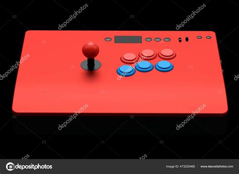Vintage Arcade Stick With Joystick And Tournament Grade Buttons On Black Stock Photo
