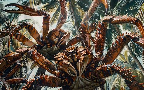 Premium Photo Coconut Crabs Scaling Palm Trees