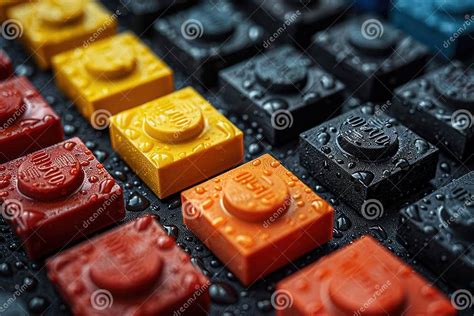 Vibrant Lego Block Pattern On Black Background Stock Illustration