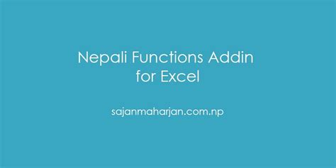 Nepali Functions Addin For Excel Sajan Maharjan Sajan Maharjan