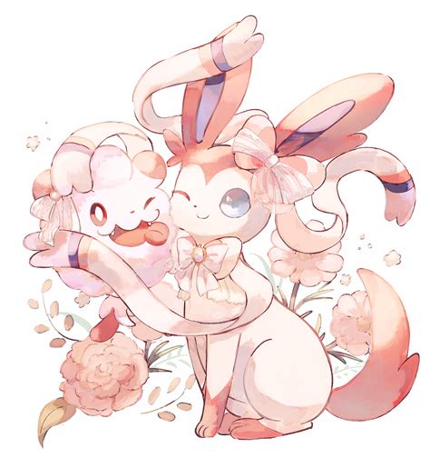 Sylveon And Swirlix Pokemon Drawn By Su Sajo Su5 Danbooru