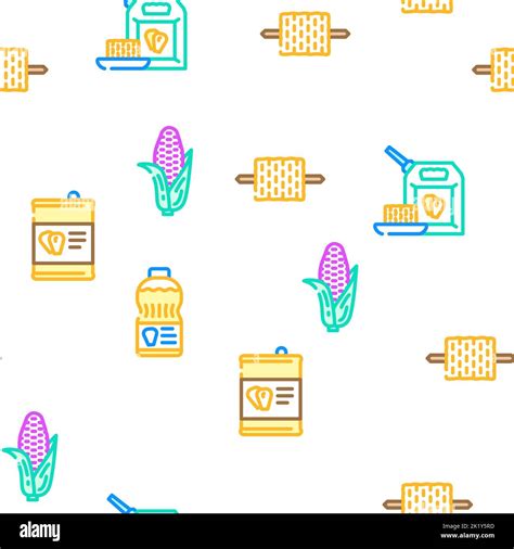 Corn Maize Sweet Plant Cob Vector Seamless Pattern Stock Vector Image