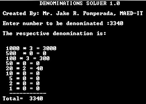 denomination solver 1 0 free source code tutorials and articles