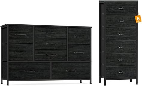 Amazon Furnulem Tall Dresser With 6 Drawers And Wide Dresser With