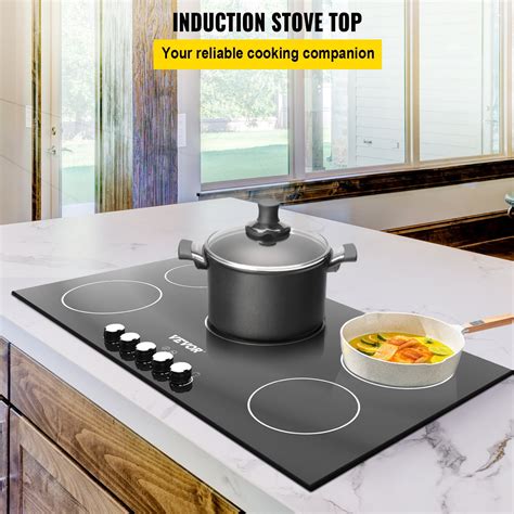 VEVOR Built In Induction Cooktop 35 Inch Burners 220V Ceramic Glass