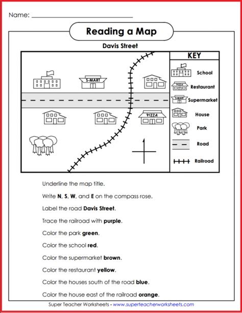 Simple Street Map For Teaching Directions