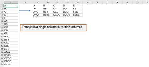 How To Transposeconvert A Single Column To Multiple Columns In Excel