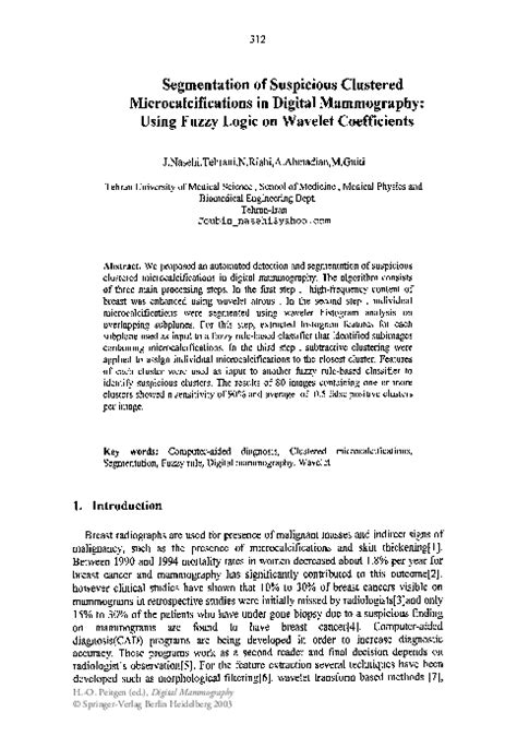 Pdf Automated Detection Of Microcalcifications