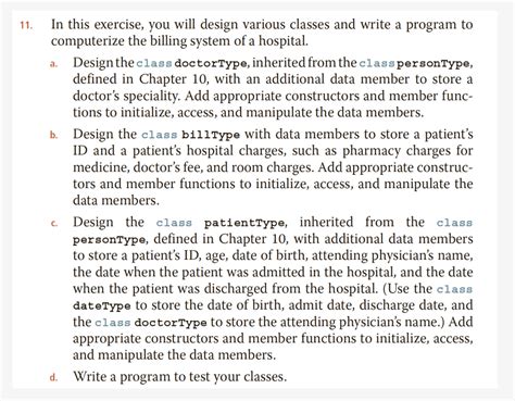 Solved 11 In This Exercise You Will Design Various Classes