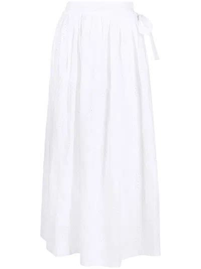 Chloé X Eres Paloma Broderie Anglaise Skirt In White Modesens