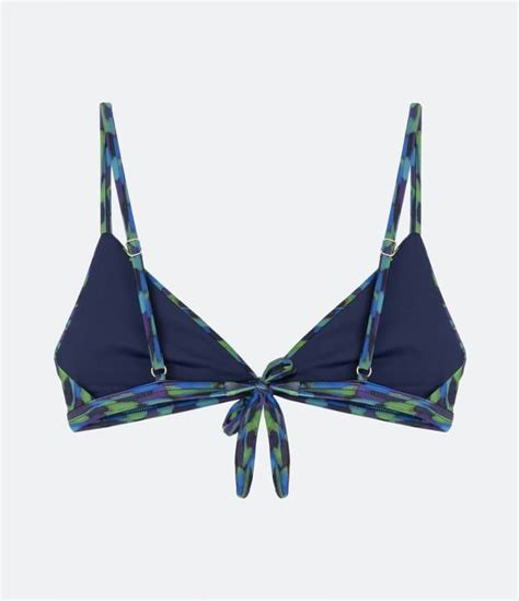 Biquíni Top Triangulo Fixo em Poliamida Estampa Pintinhas Azul