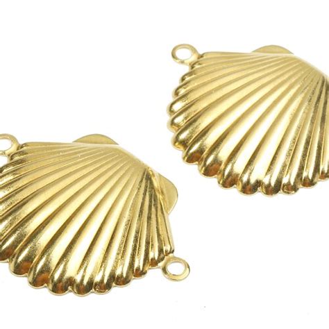 Brass Shell Connectors Raw Brass Shell Connectors Brass Etsy