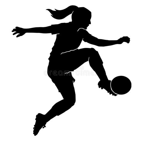Silueta De Una Mujer Jugando Fútbol Ilustración Del Vector