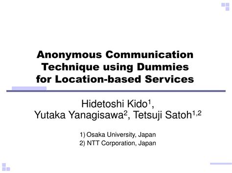 Ppt Anonymous Communication Technique Using Dummies For Location