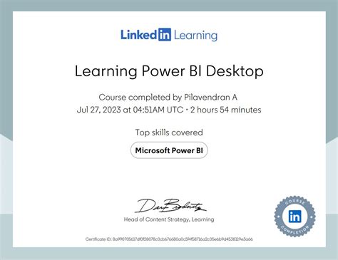 pilavendran a on linkedin i have successfully completed my power bi