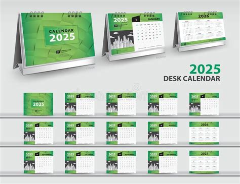日历2025 2026 2027年模板3d模拟台日历2022墙日历设计绿色封面设计集12个月 向量例证 插画 包括有 背包 英语