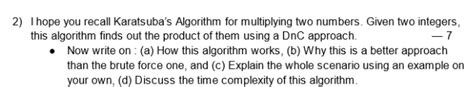 solved 2 i hope you recall karatsuba s algorithm for