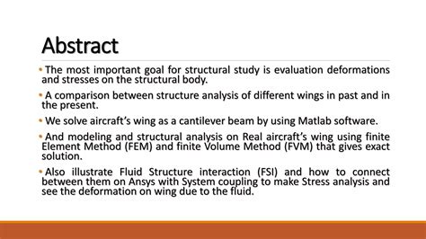 Modeling And Structural Analysis Of A Wing [fsi Ansysandmatlab] Ppt